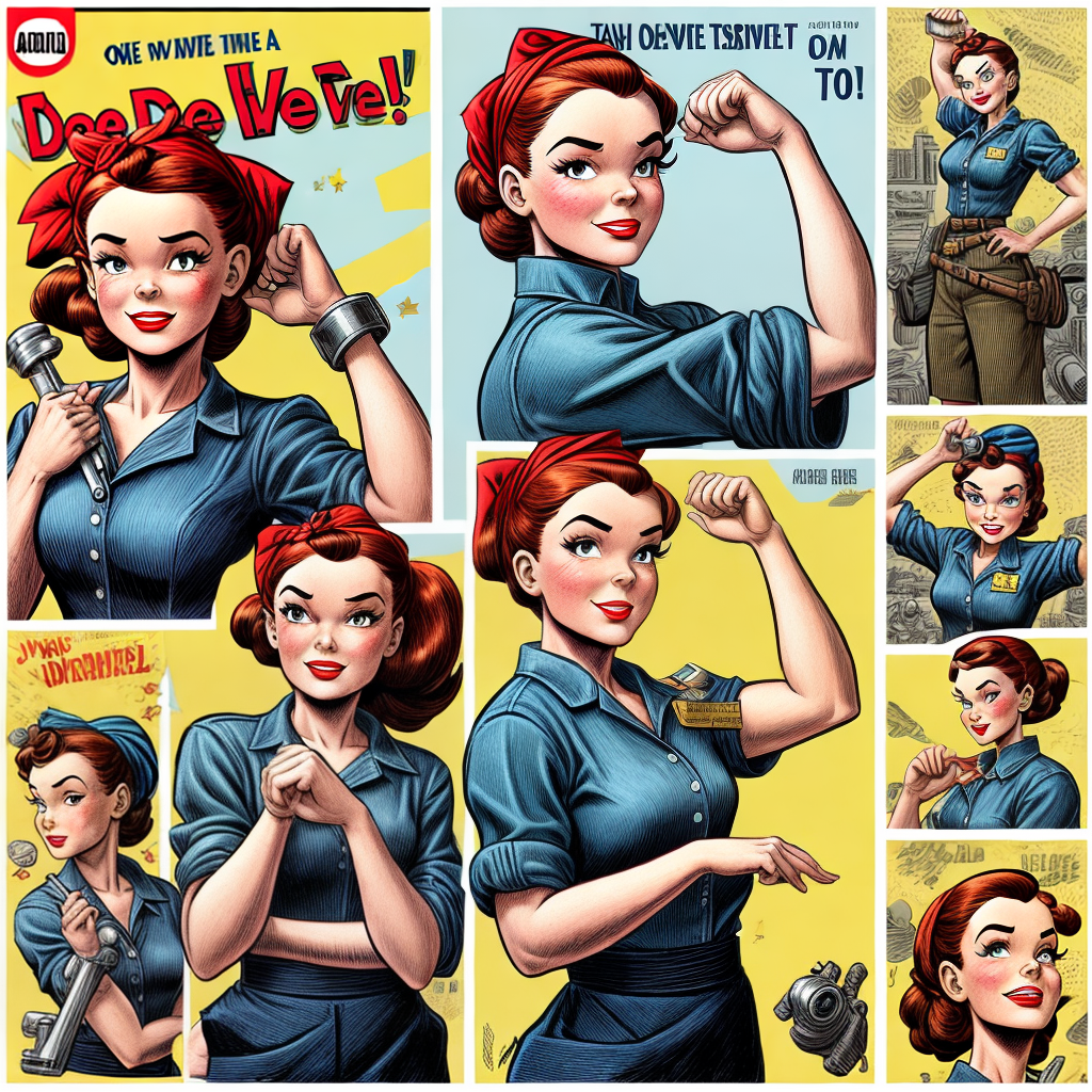 one rosie the riveter in old comics book style