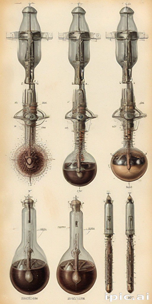 Detailed Illustration of Various Types of Early Electrical Vacuum Tubes ...