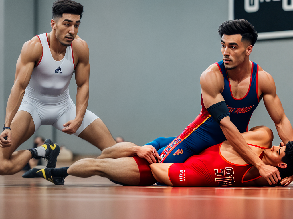 A Boy in a full small wrestling singlet