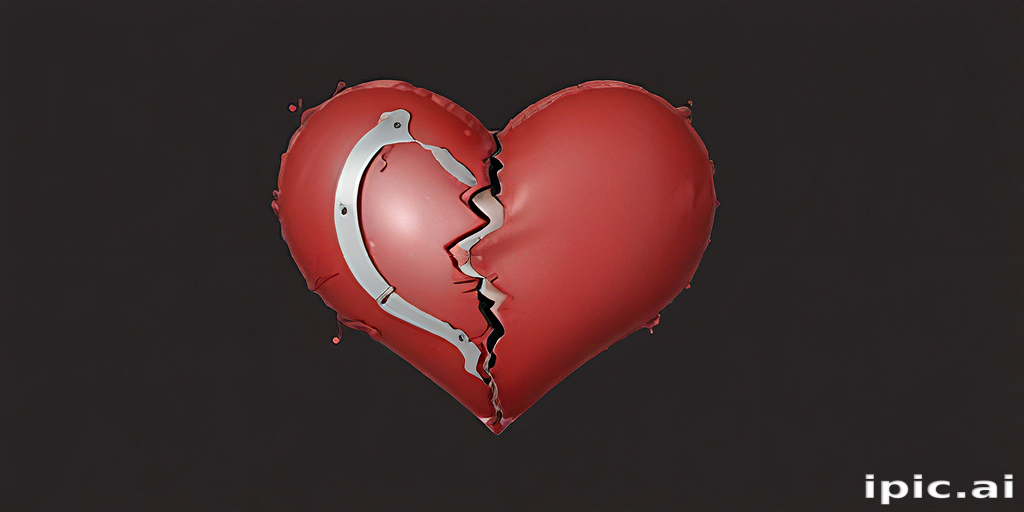 Symbolic Representation of a Broken Heart with a Metallic Element Inside