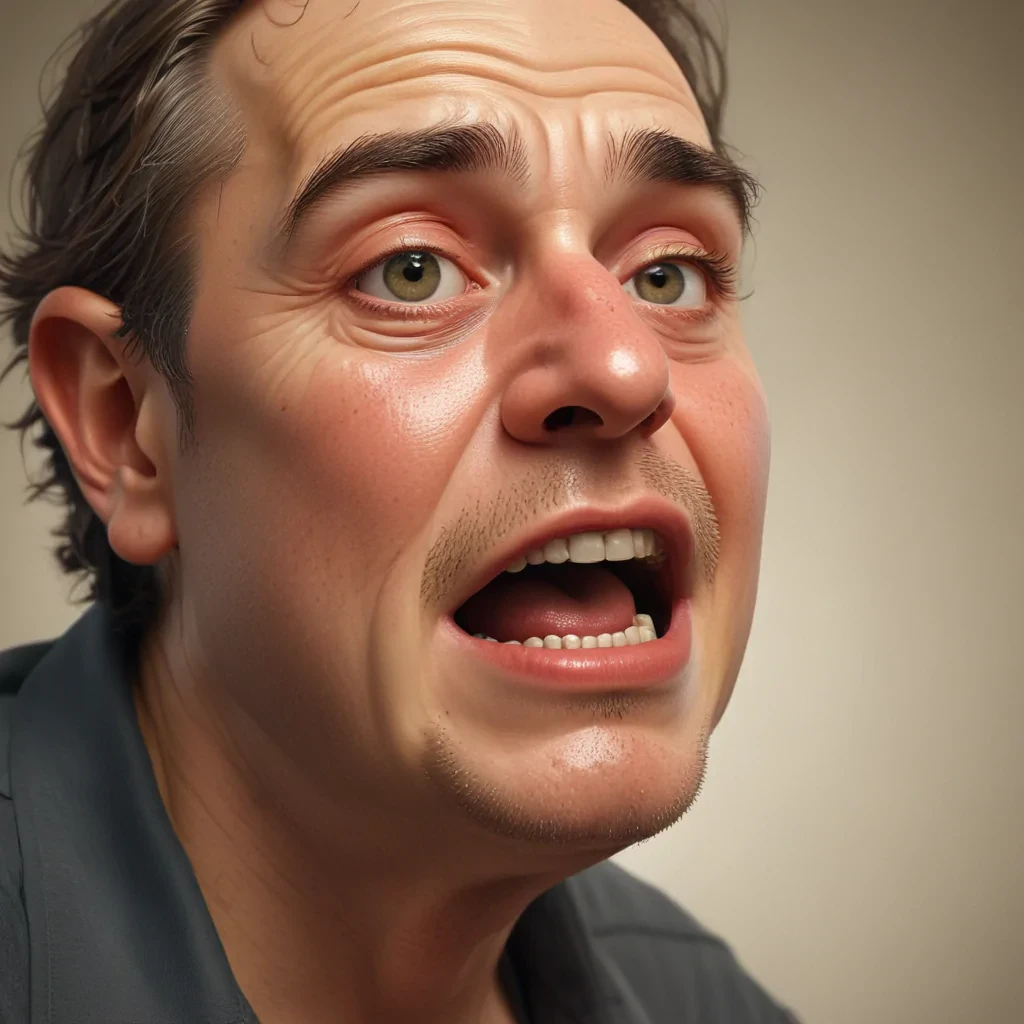 A Close-Up of a Man Expressing Strong Emotions Through His Facial Features.