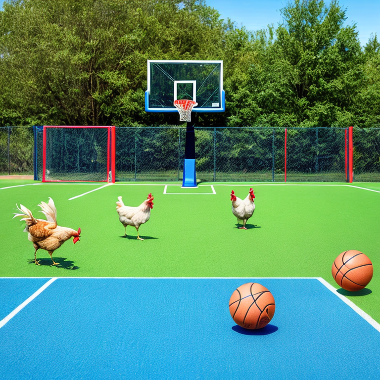 chickens playing basketball