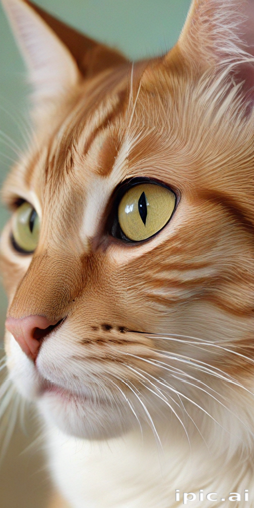 Majestic Close-Up of a Beautiful Orange Cat with Striking Eyes