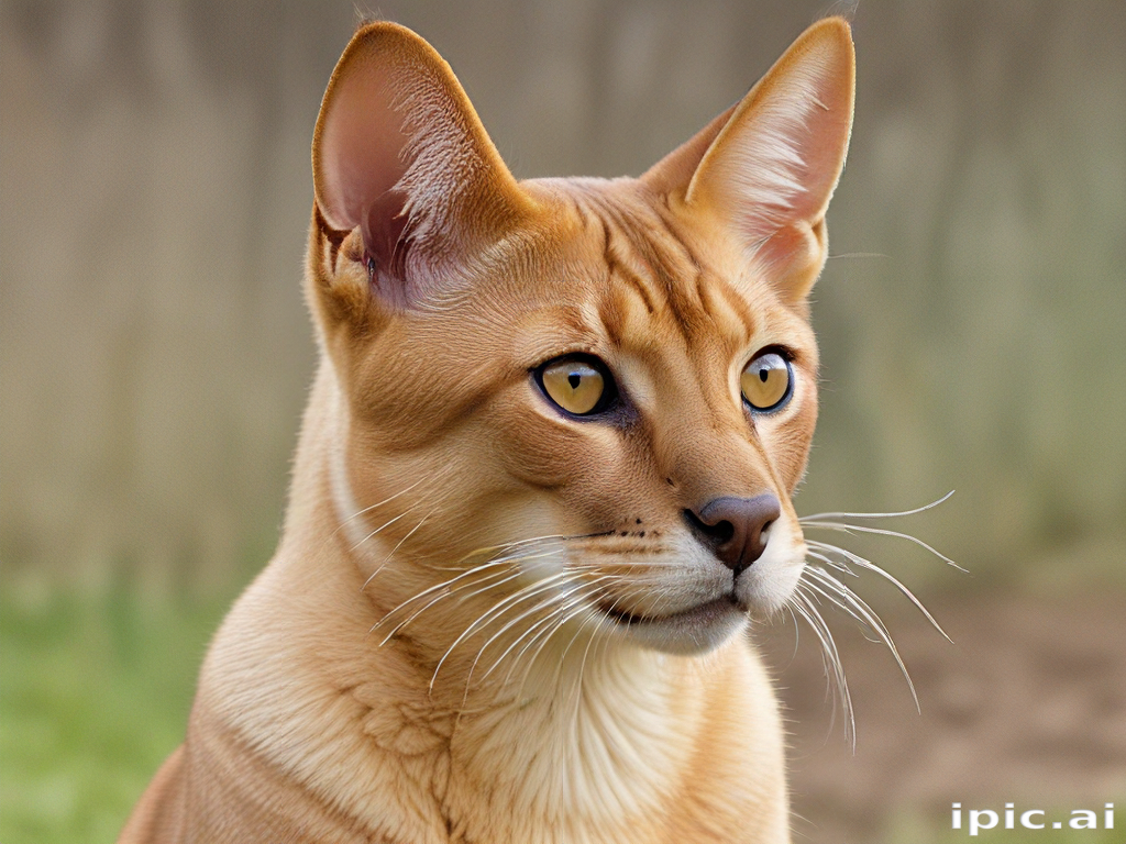 Close-Up Portrait of a Beautiful Cat with Striking Features Outdoors