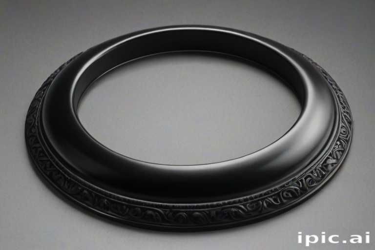 Elegant Black Circular Decorative Frame with Intricate Design and Texture.