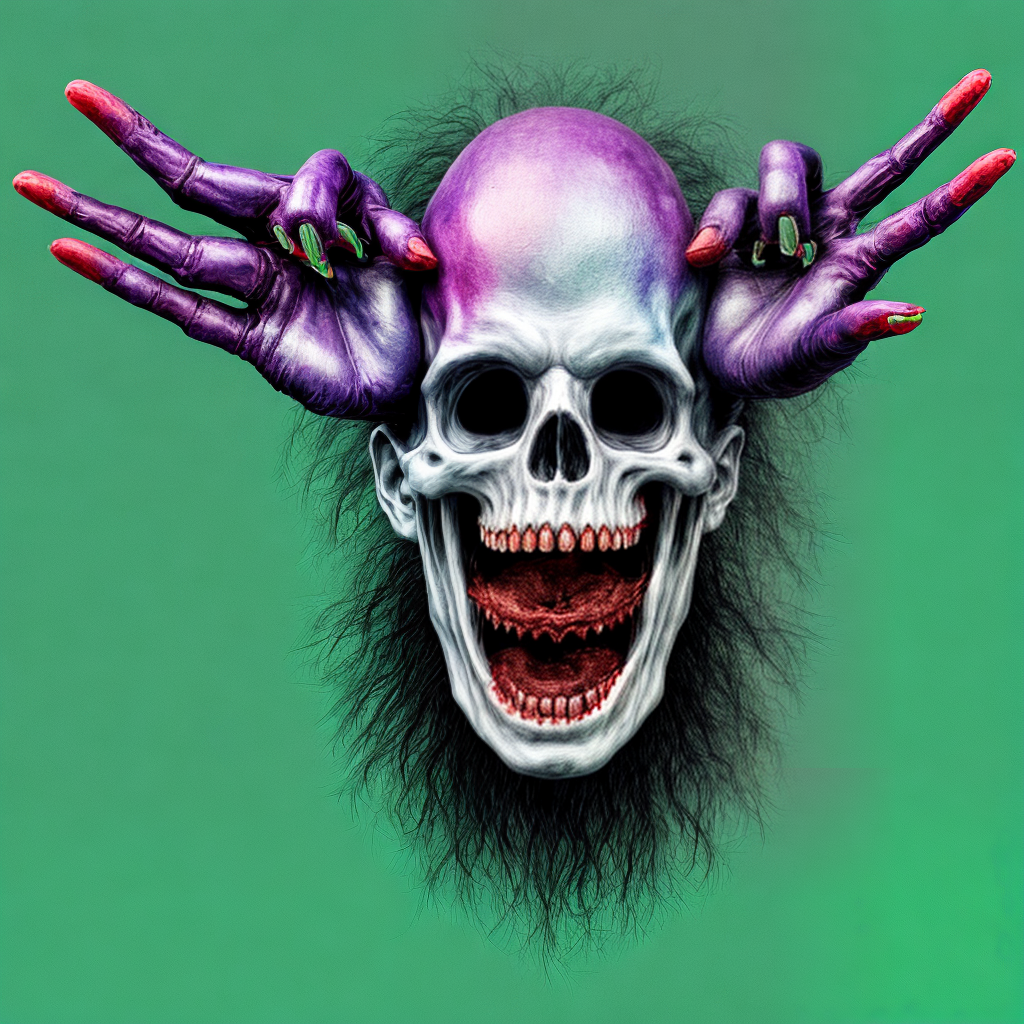 horrifying and disturbing creature, melting face and four arms