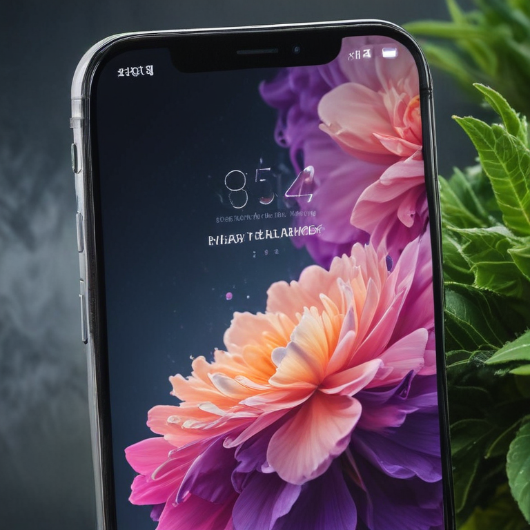Close-Up of a Smartphone Displaying a Beautiful Floral Wallpaper Background