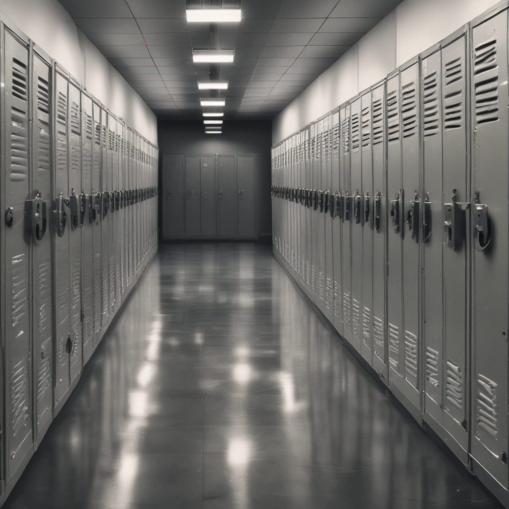 Dead people in a hallway of lockers