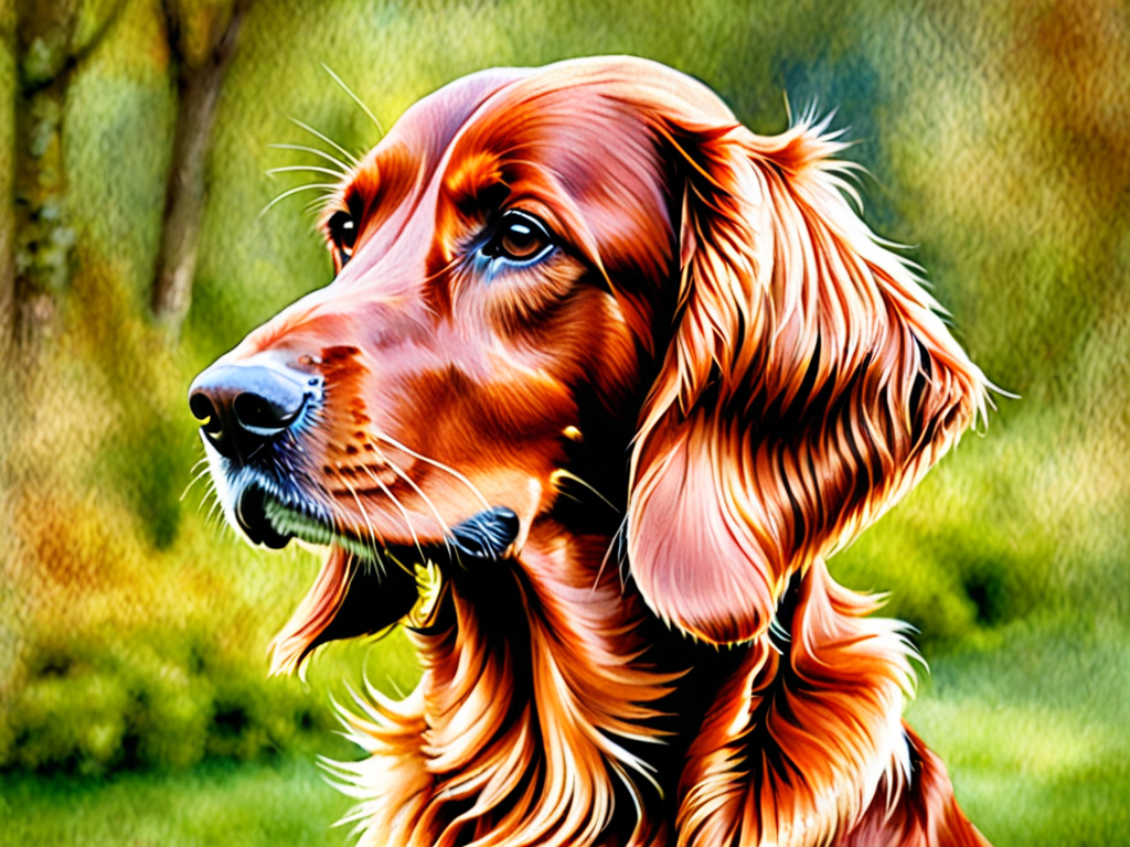 irish setter ginger dog, champion, gorgeous, with long hair, detailed ...