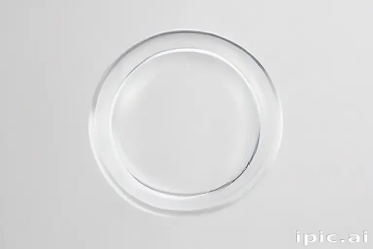 A Clear Glass Oval Shape Reflecting Light on a White Background.