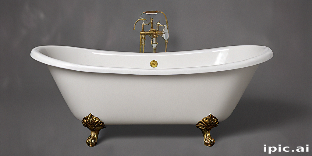 Elegant Vintage Bathtub with Golden Legs and Classic Faucet Design