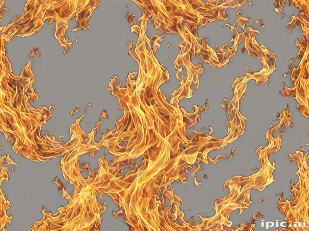 Vibrant Flames Dancing Against a Subtle Gray Background in Abstract Design