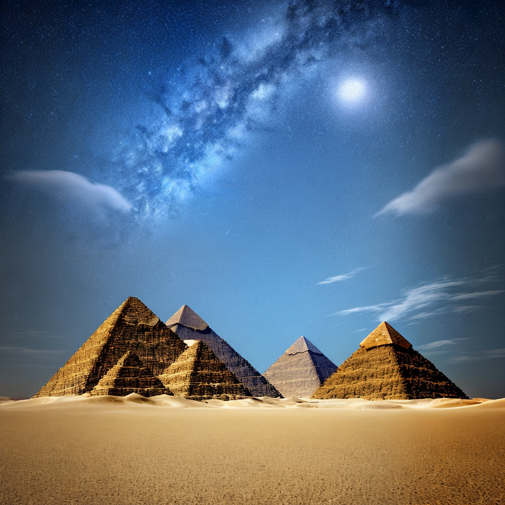 beautiful illustration of pyramids floating in the above the ground ...