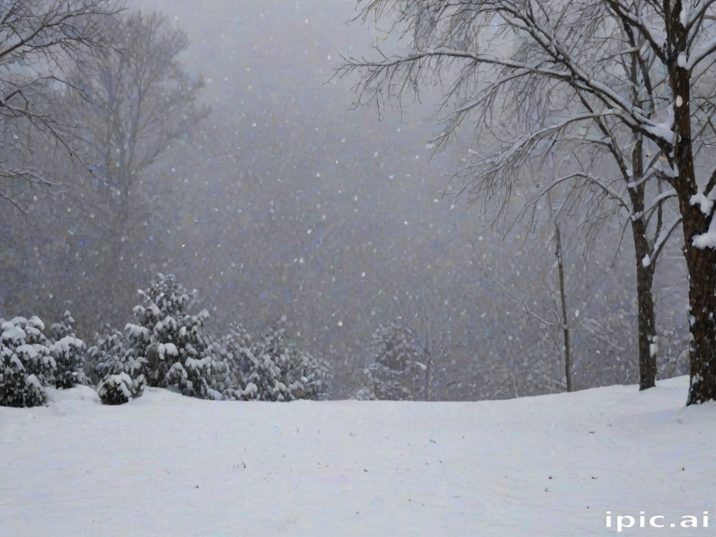 Serene Winter Wonderland: Snowflakes Gently Falling in a Quiet Landscape