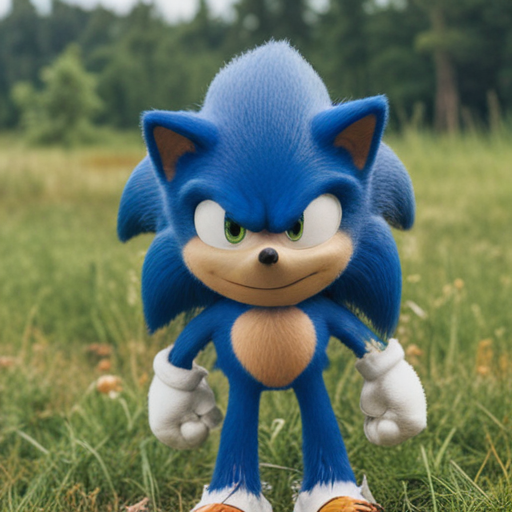 angry sonic is playing in the meadow