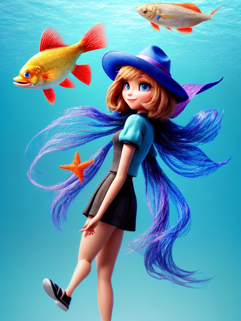 A human-like fish works as a TV show presenter. She is got on a ...