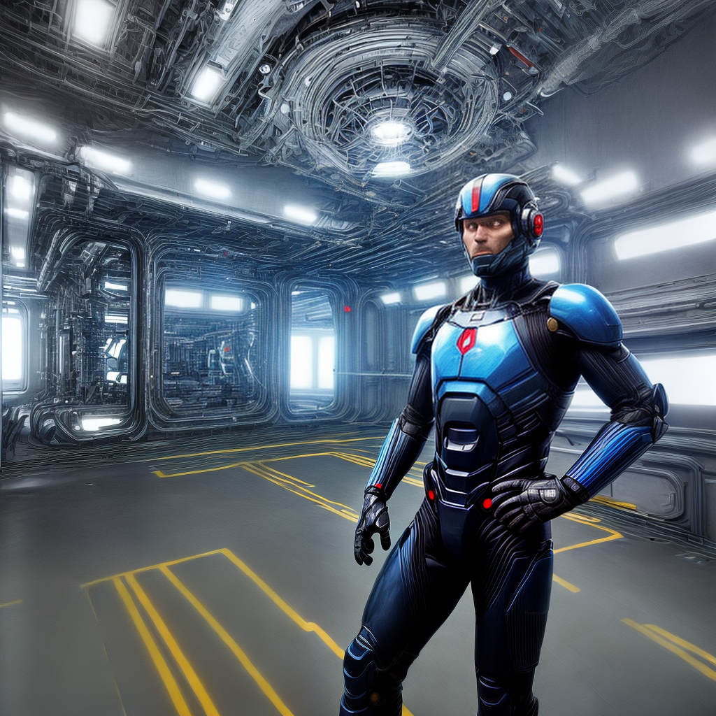 A very realistic photo of a mechanical engineer standing in a half turn ...