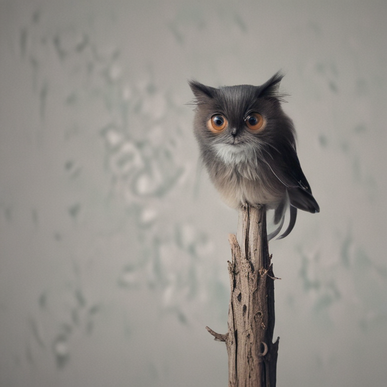 A Cute Owl Perched on a Stick Against a Soft Background