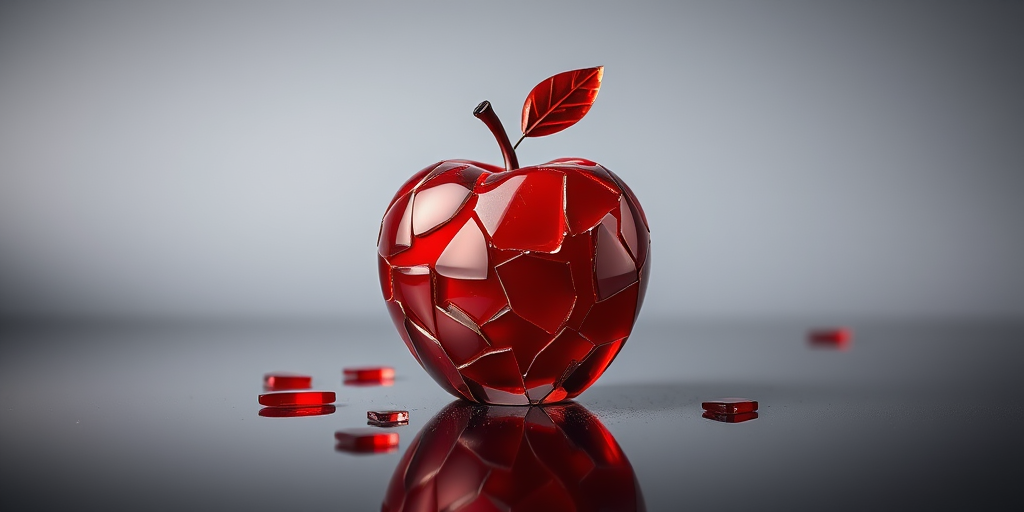 Beautifully Broken: A Shattered Red Apple Symbolizing Fragility and ...