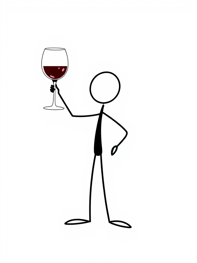 Celebrating Life's Moments with a Toast: A Stick Figure and Wine