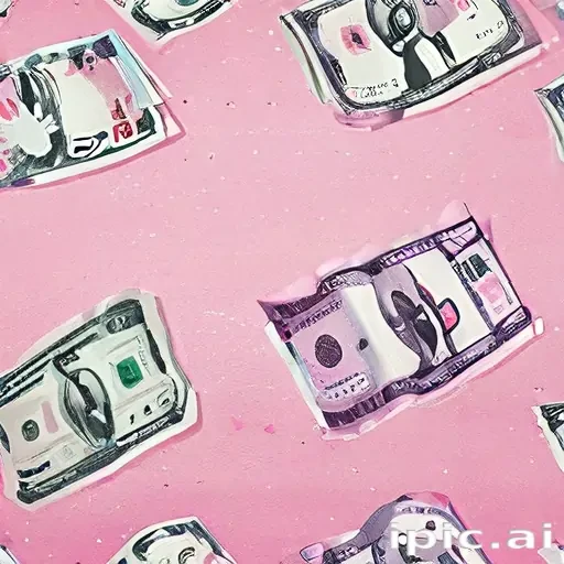 Colorful Pattern of Dollar Bills Floating on a Pink Background