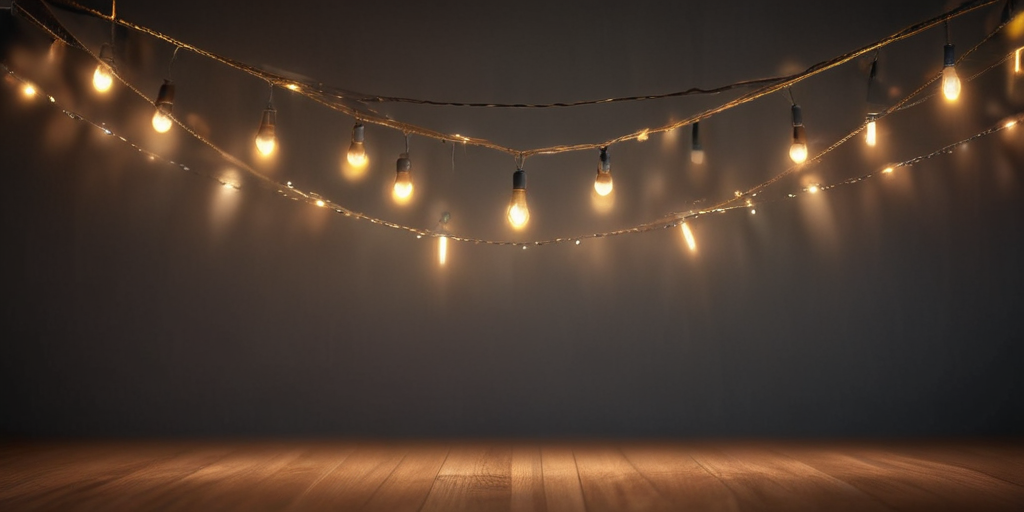 Warm and Cozy String Lights Illuminating a Rustic Wooden Background