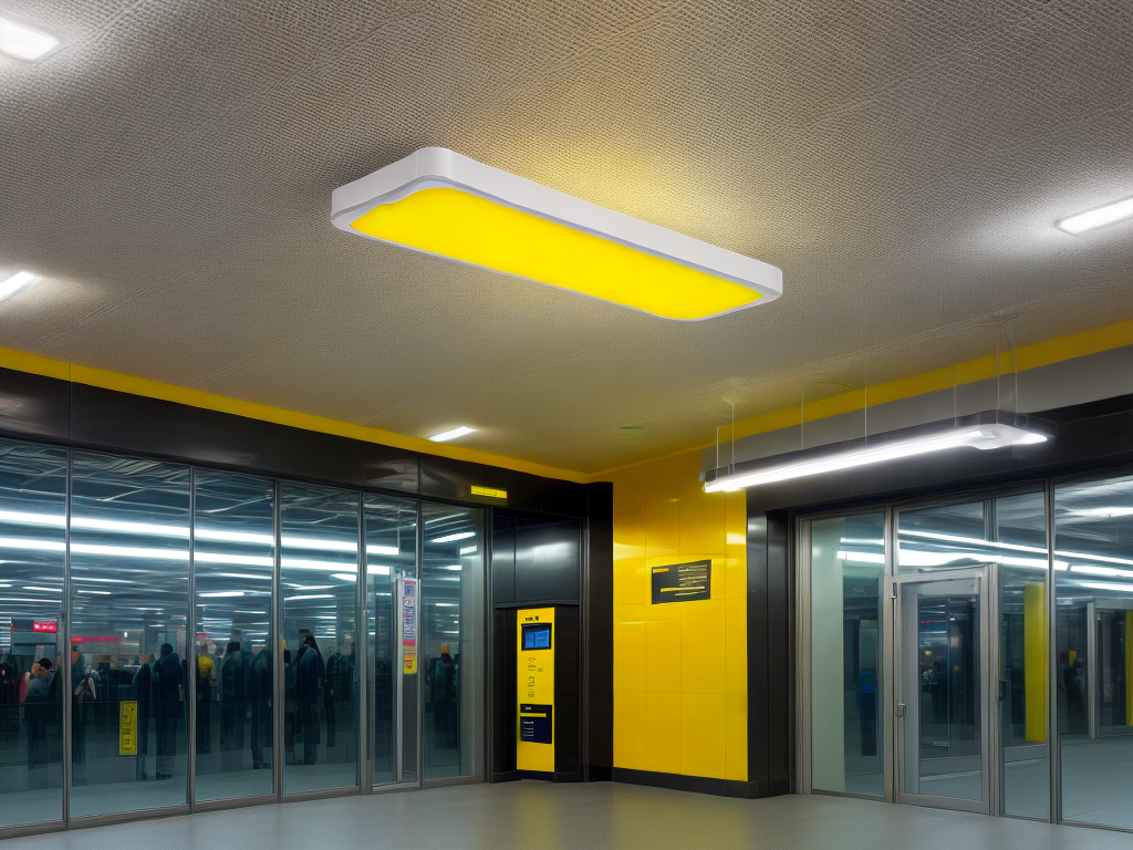 Sleek, yellow translucent, Modern led lighting , Halt station ...