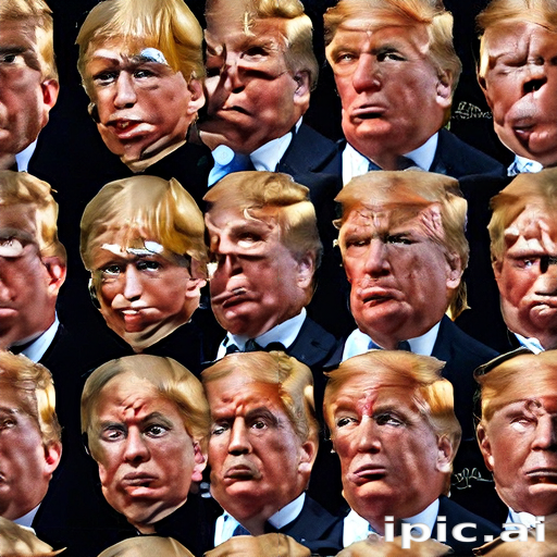 Multiple Distorted Faces of a Recognizable Figure in a Collage Format