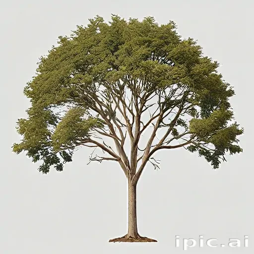 A Majestic Tree Standing Tall Against a Simple White Background.