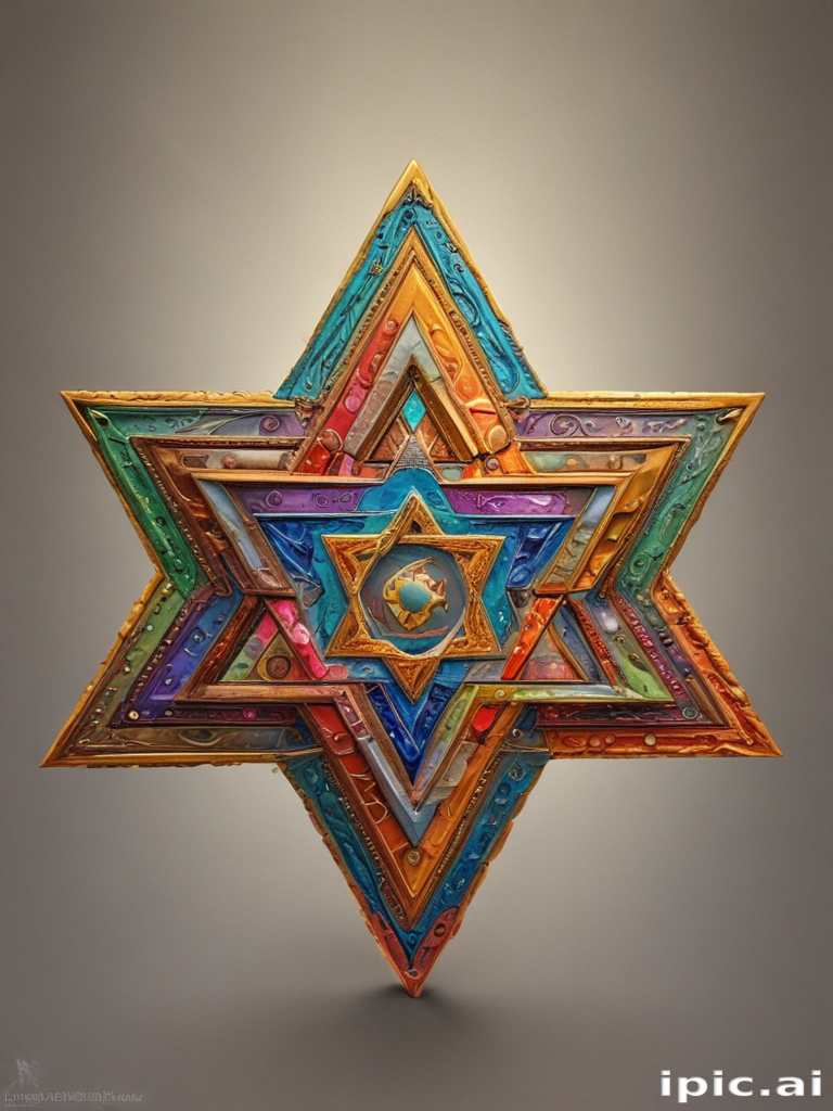 Intricate Multicolored Star Design with Layers of Geometric Patterns ...