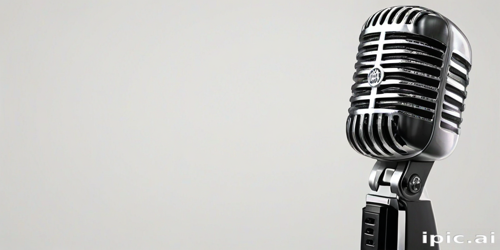 Classic Vintage Microphone Standing Tall Against a Minimalist Gray ...