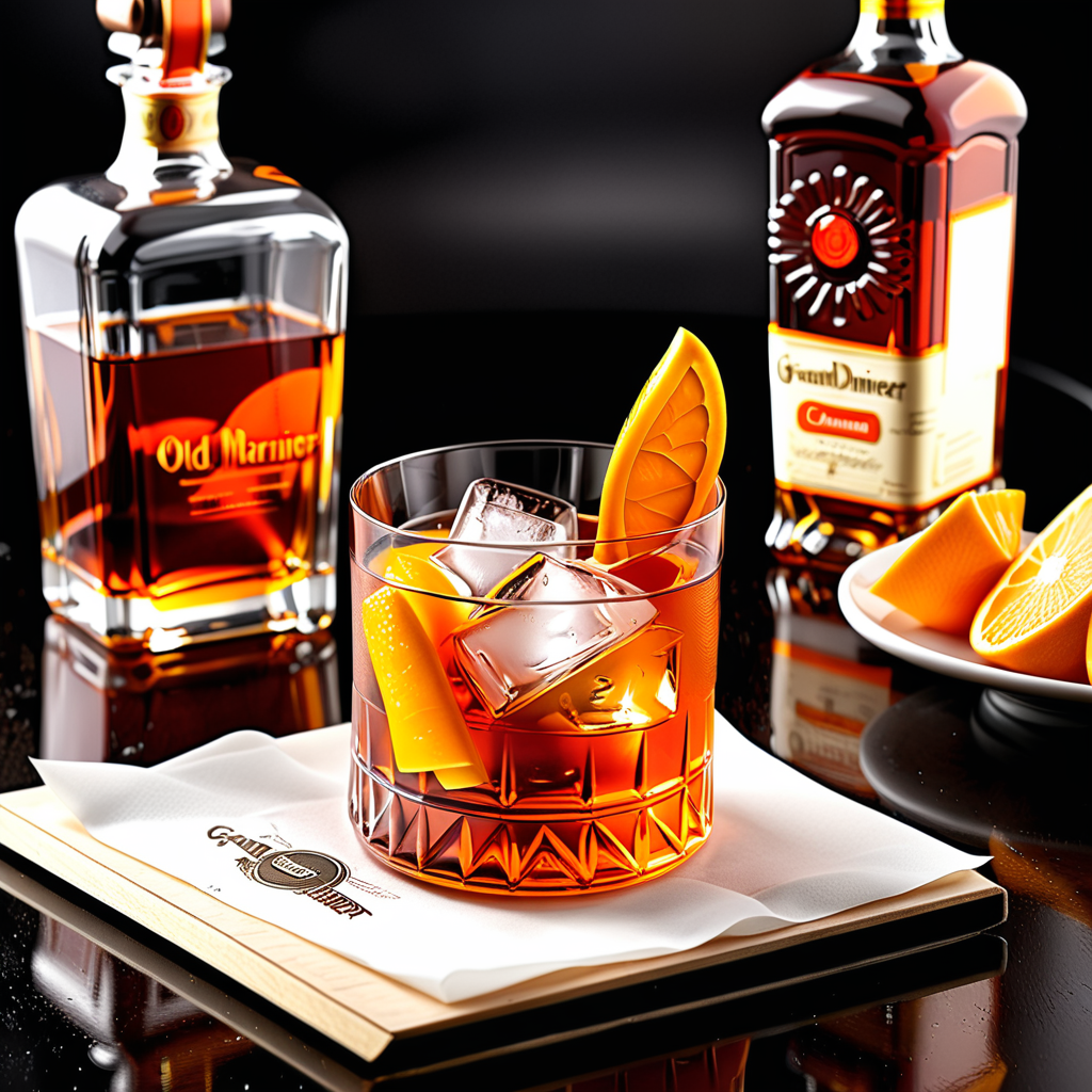Elegant Cocktail Scene Featuring Old Mariner and Grand Marnier Bottles ...