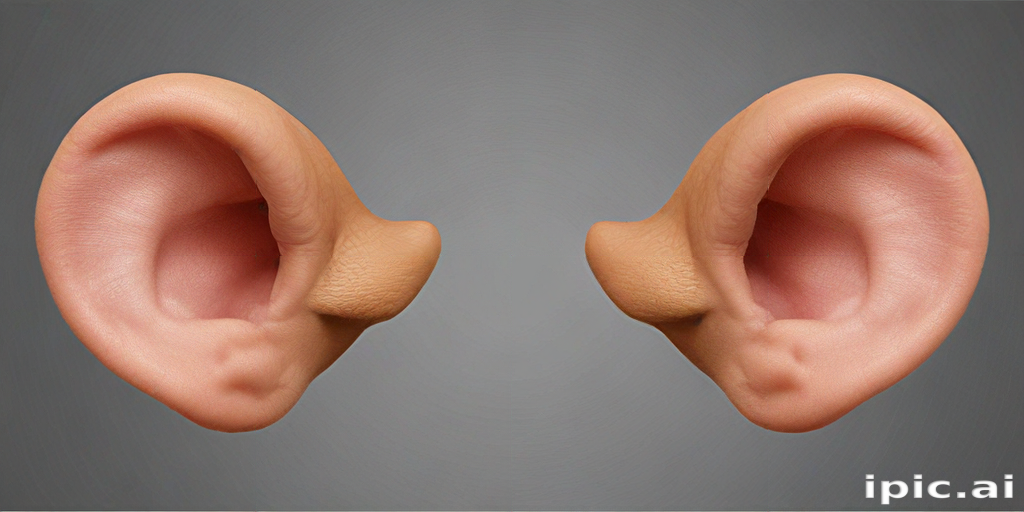 Realistic 3D Model of Human Ears Displayed on a Gray Background