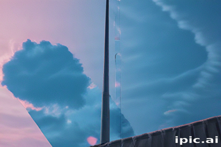 Stunning Sky with Vibrant Colors and a Tall, Sleek Structure