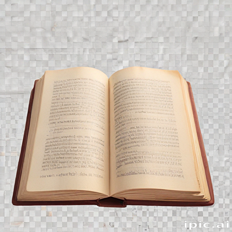 A Classic Open Book Displaying Text on a Blank Background