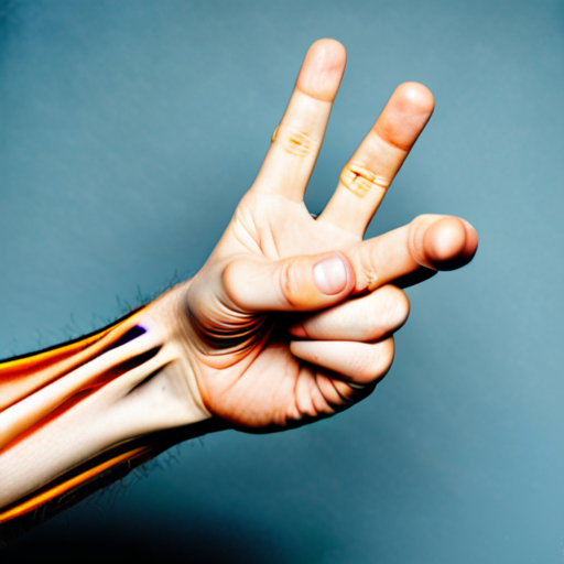 3 arms with fist, x Ray, one finger up