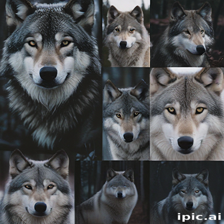 Collage of Majestic Wolves Displaying Unique Expressions and Features ...
