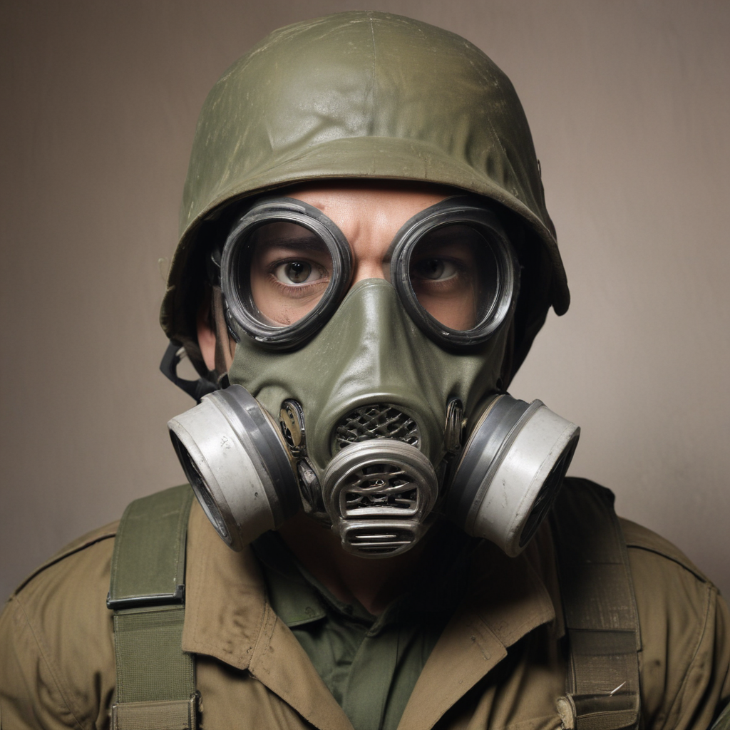 Soldier with gas mask