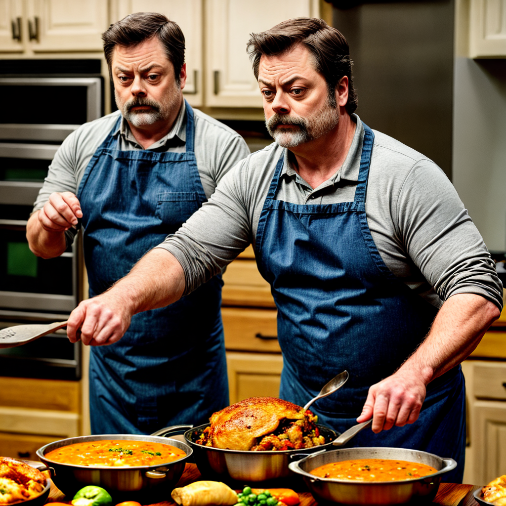 Nick Offerman cooking Thanksgiving Dinner