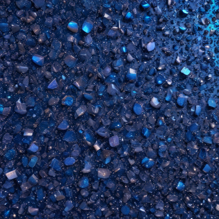 Close-Up View of Shimmering Blue Crystals Glimmering Under Soft Light