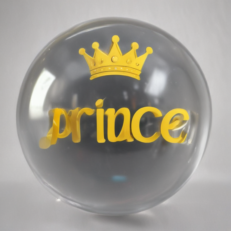 the word Prince in bubble letter with a yellow crown