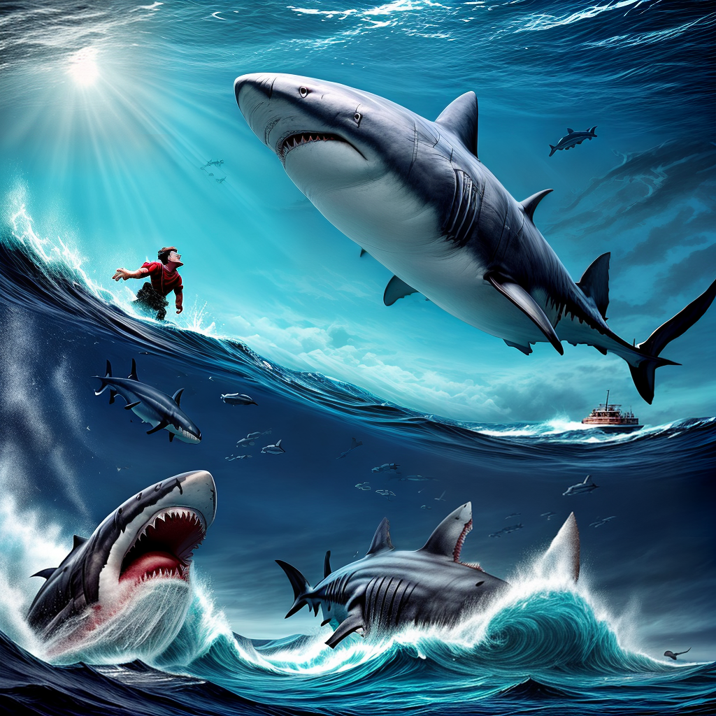 big megalodon shark eating the whole world
