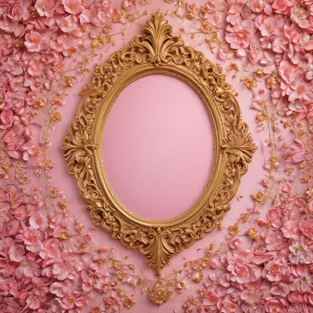 Elegant Vintage Mirror Surrounded by Delicate Pink Floral Decorations ...