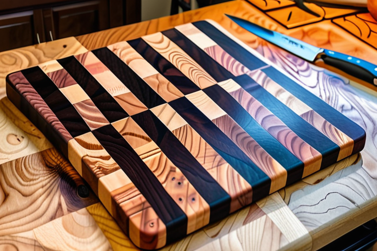 Beautifully Crafted Wooden Cutting Board with Intricate Geometric ...