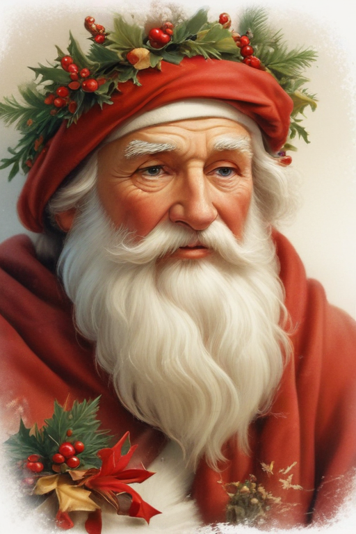A Cheerful Portrait of Santa Claus Surrounded by Festive Holiday ...