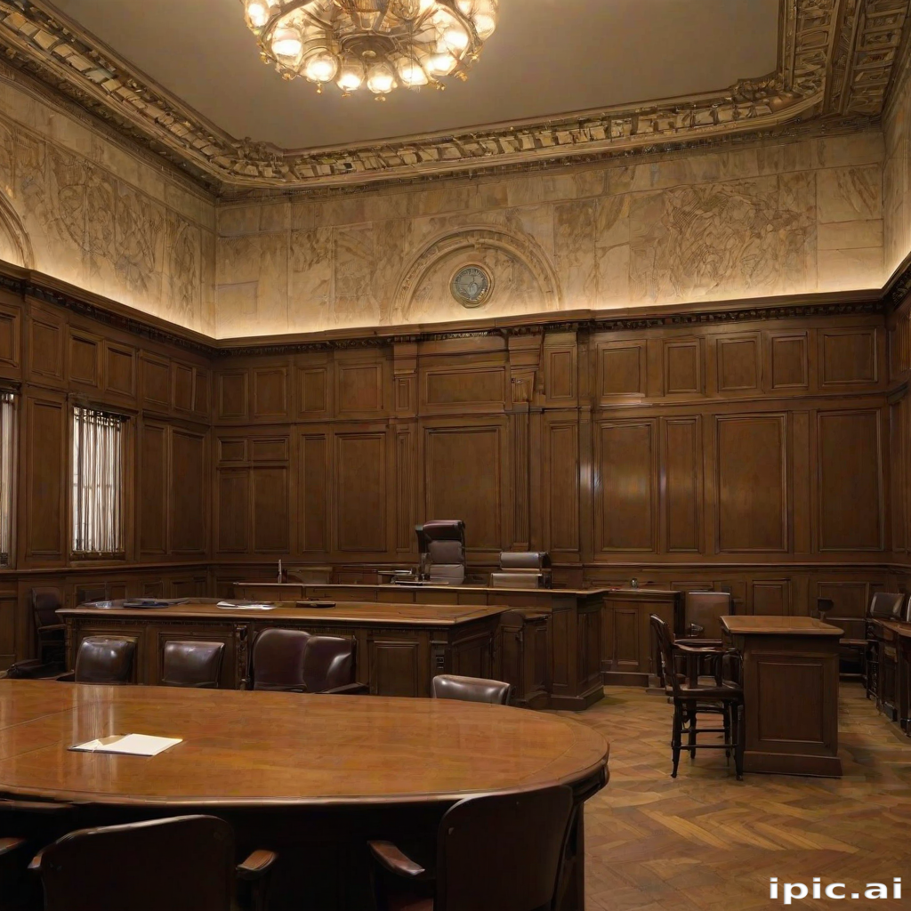 Elegant Wood-paneled Courtroom with Vintage Lighting and Traditional ...
