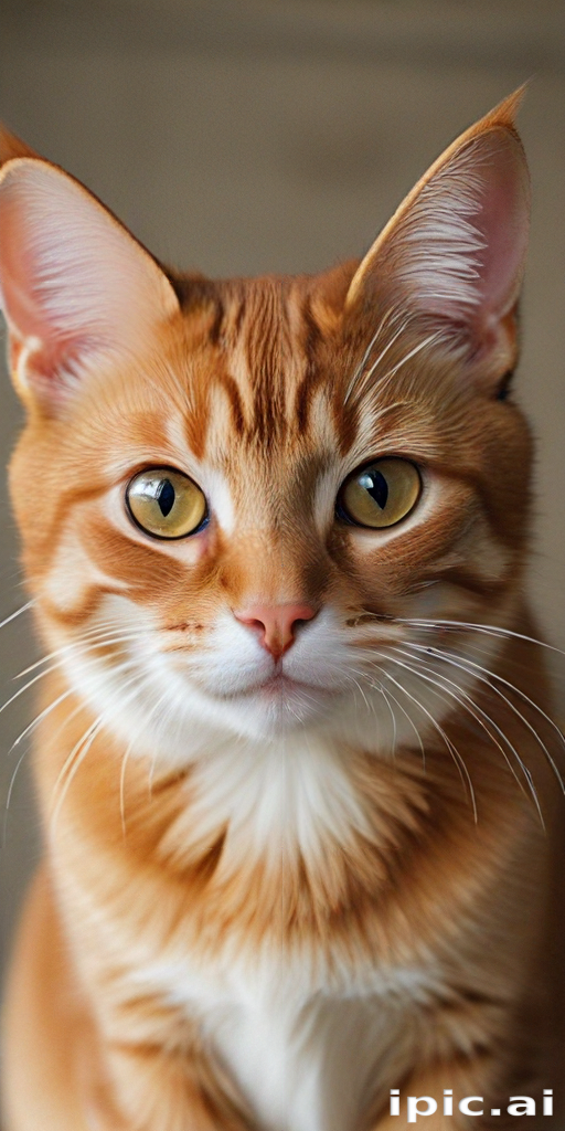 A Charming Ginger Cat with Striking Eyes and Fluffy Fur Features.