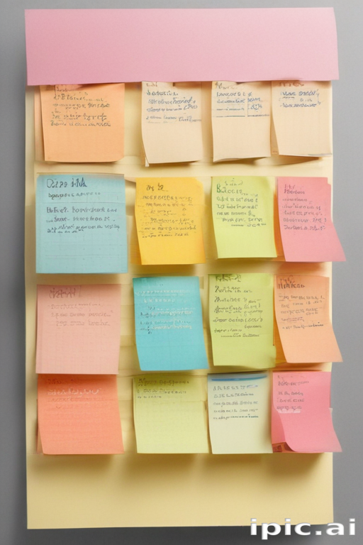 Colorful Sticky Notes Organized on a Board for Effective Task Management