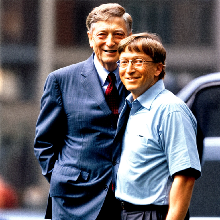 George Soros and Bill Gates hugging