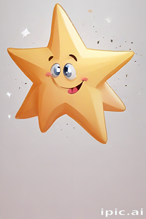 Cheerful Cartoon Star with Big Eyes and a Friendly Smile